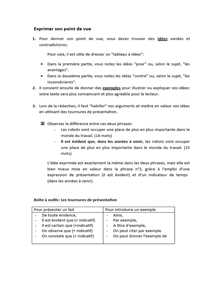 Comment exprimer son point de vue efficacement | PDF
