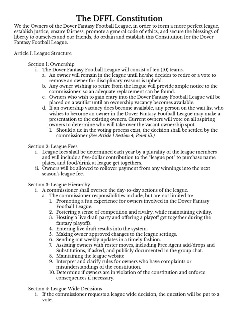 DFFL Constitution 2023 | PDF | Ratification | National Football League ...