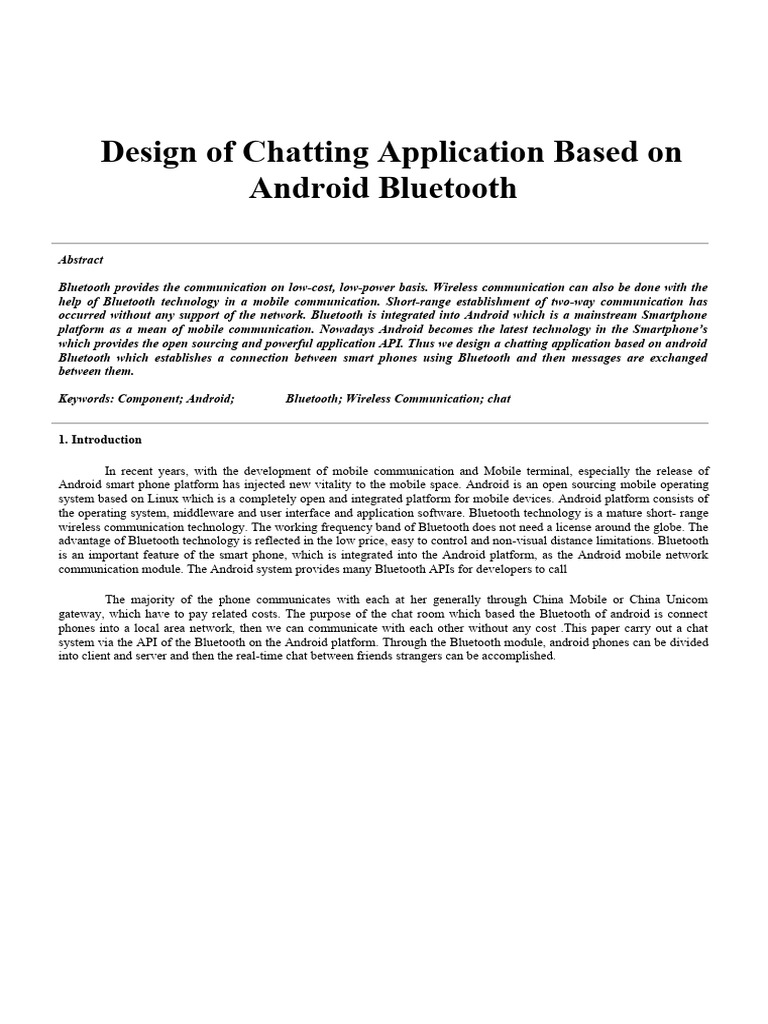 Design of Chatting Application Based On Android Bluetooth | PDF | Bluetooth | Android (Operating ...