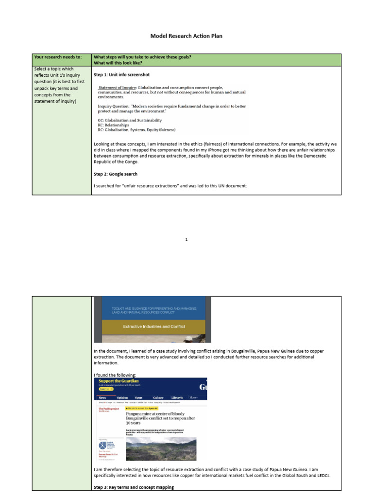 Research Action Plan Example | PDF