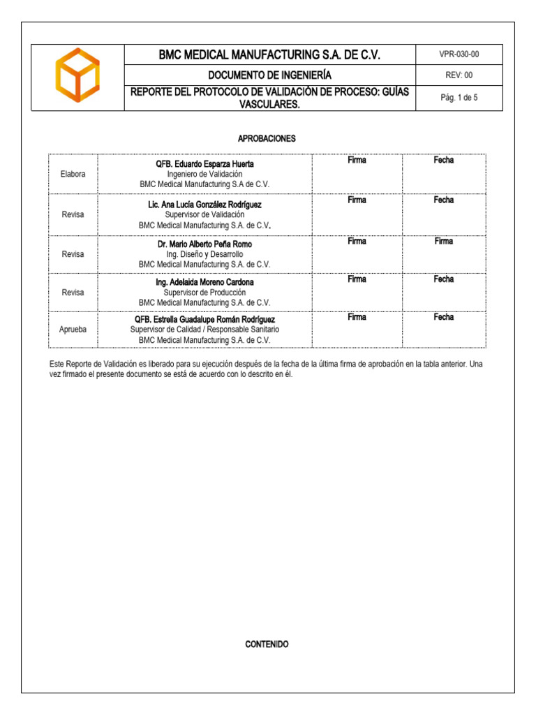 VR-030-00 Reporte Del Protocolo de Validación Guias Vasculares | PDF