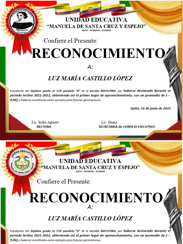 Certificado de Reconocimiento | PDF