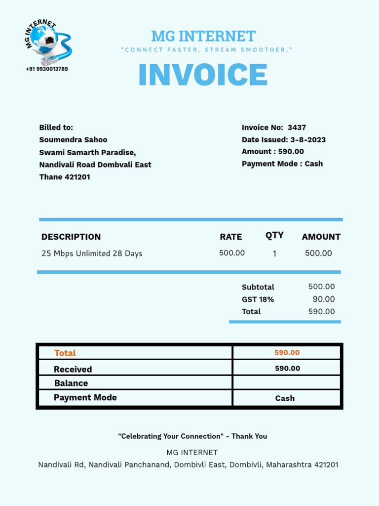 MG Internet Invoice #3437 | PDF