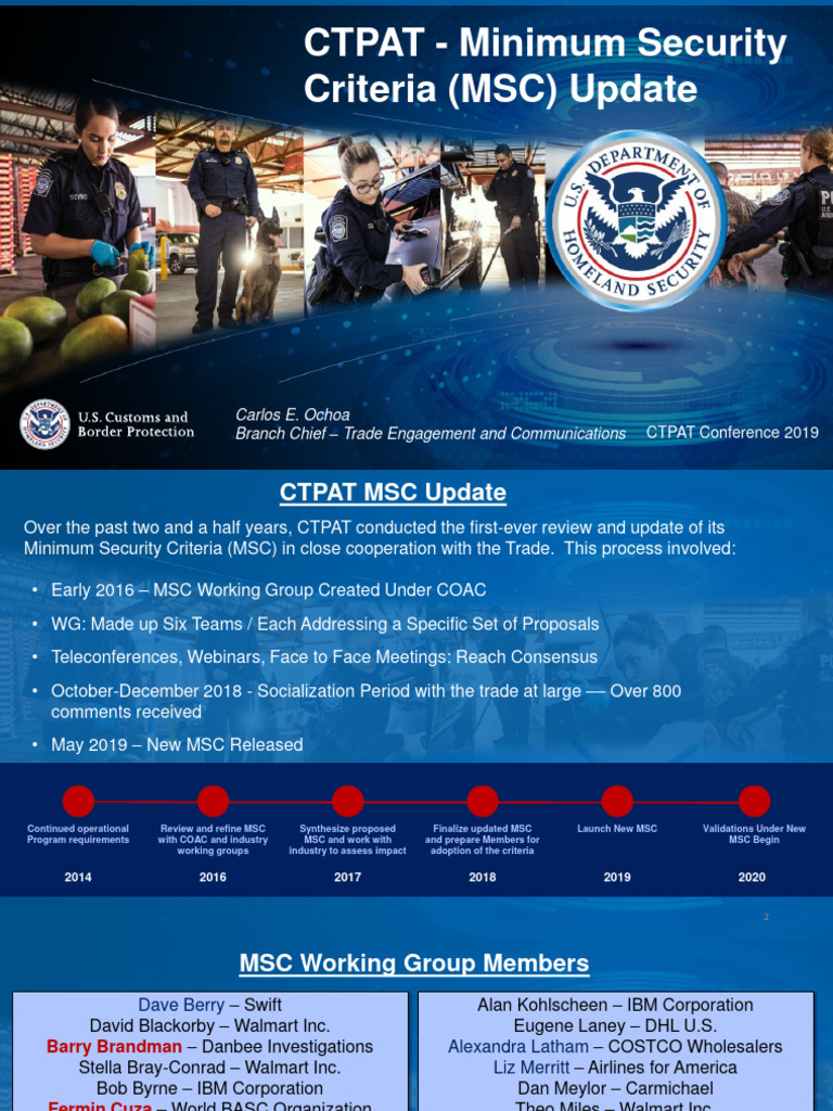 CTPAT - Minimum Security Criteria (MSC) Update: Title | PDF