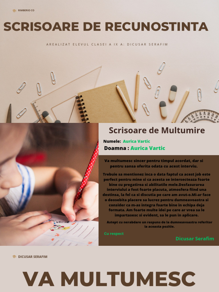 Scrisoare de Recunostinta | PDF