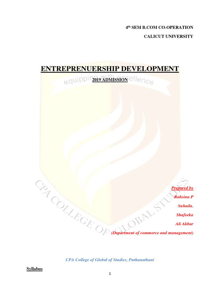 EDP PDF PDF | PDF | Entrepreneurship | Environmental Technology