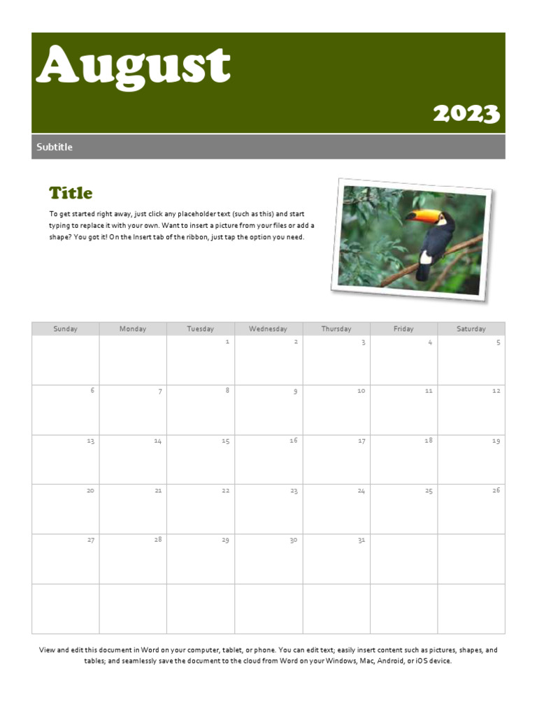 August Calender | PDF