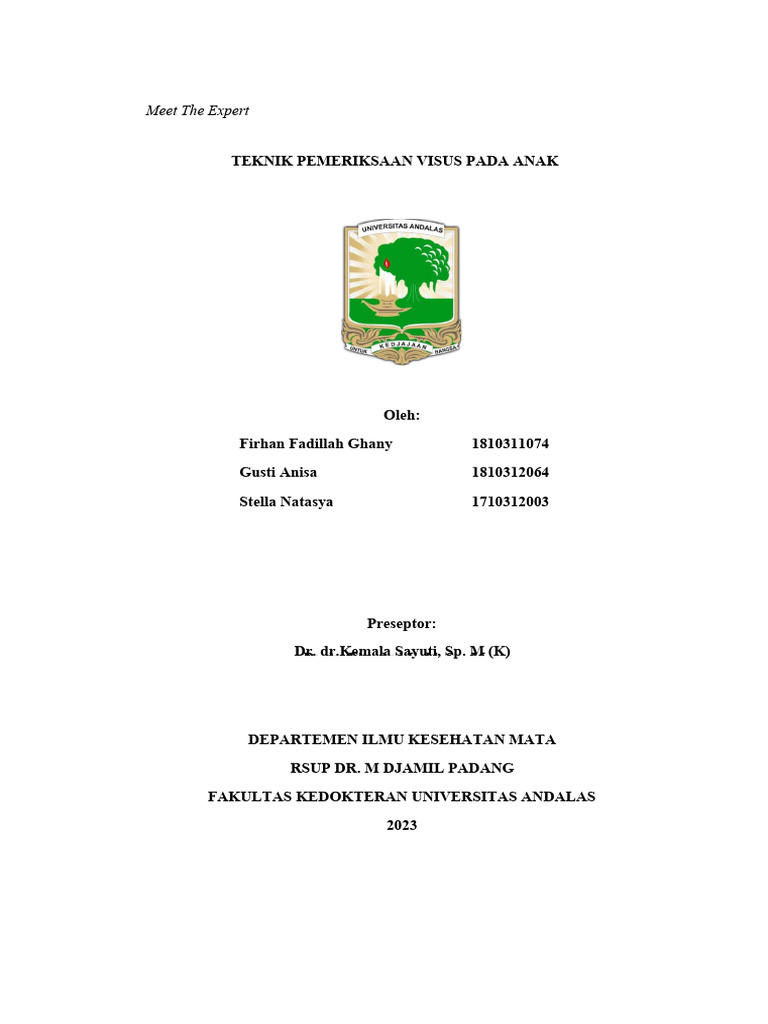 Teknik Pemeriksaan Visus Anak | PDF