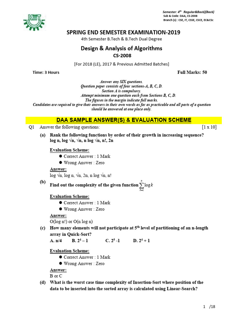 2019 Daa End-Regular Solution | PDF | Computational Complexity Theory | Combinatorics