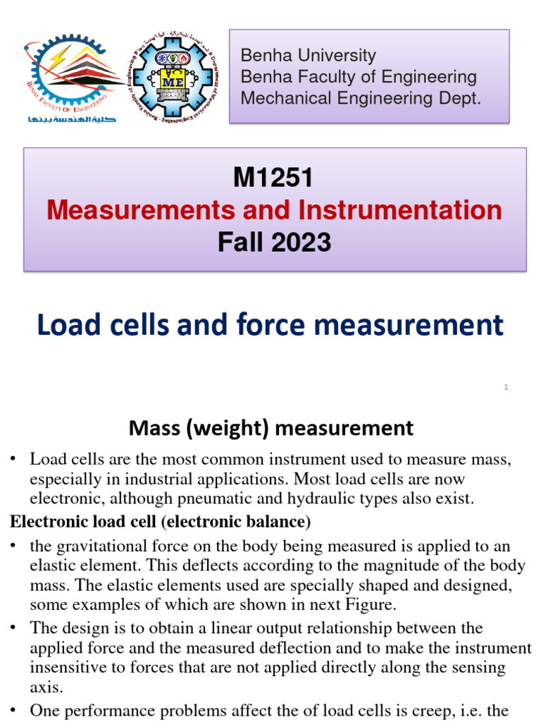 Lecture#2-Load Cells and Force Measurement - 081155 | PDF | Weighing ...