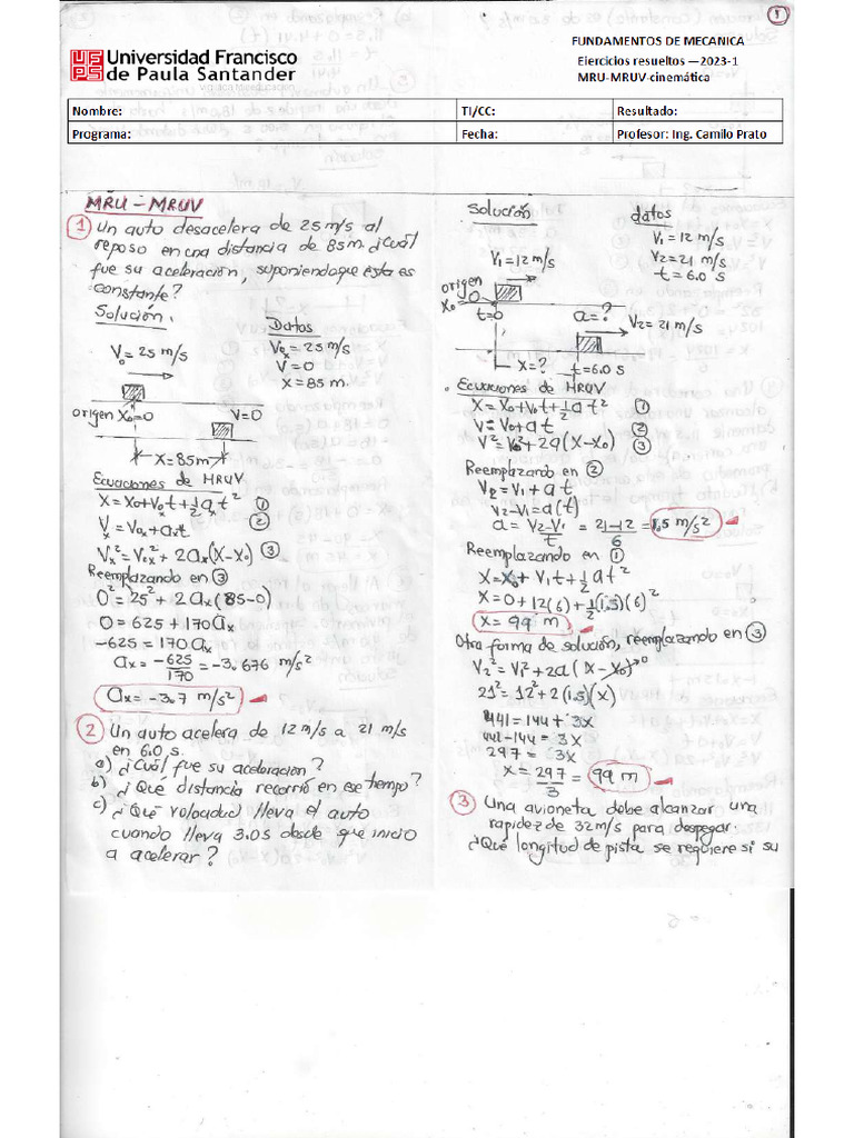 Ejercicios Mru - Mruv | PDF