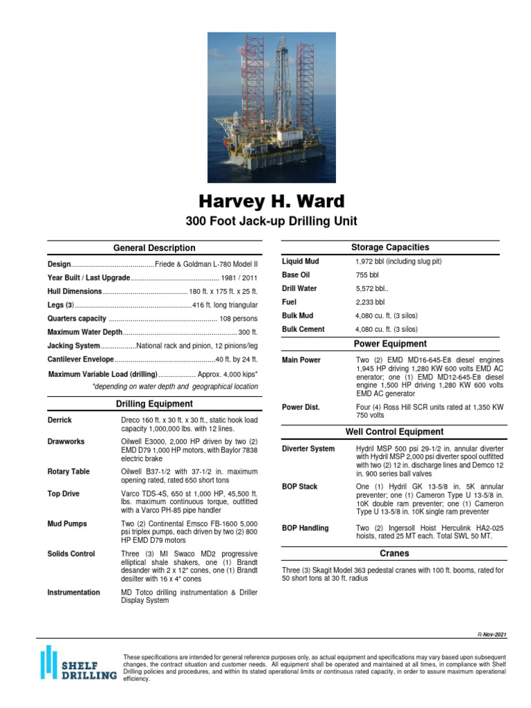 Harvey H. Ward Jack-up Rig Specs | PDF