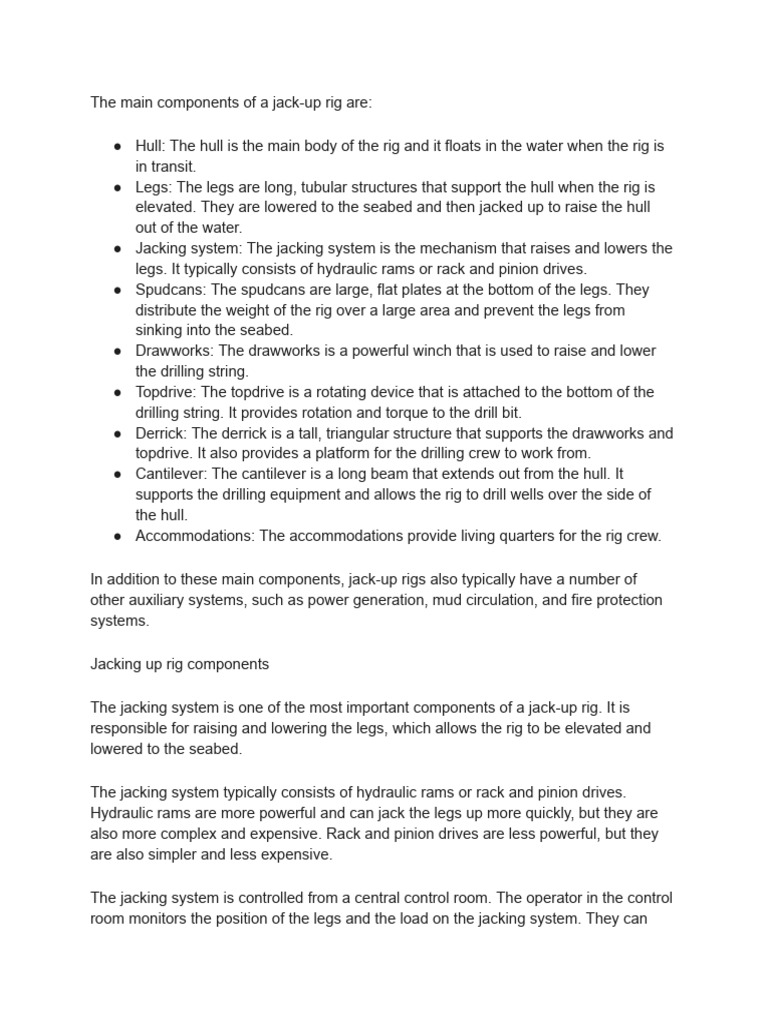 Jack Up Rig Components | PDF