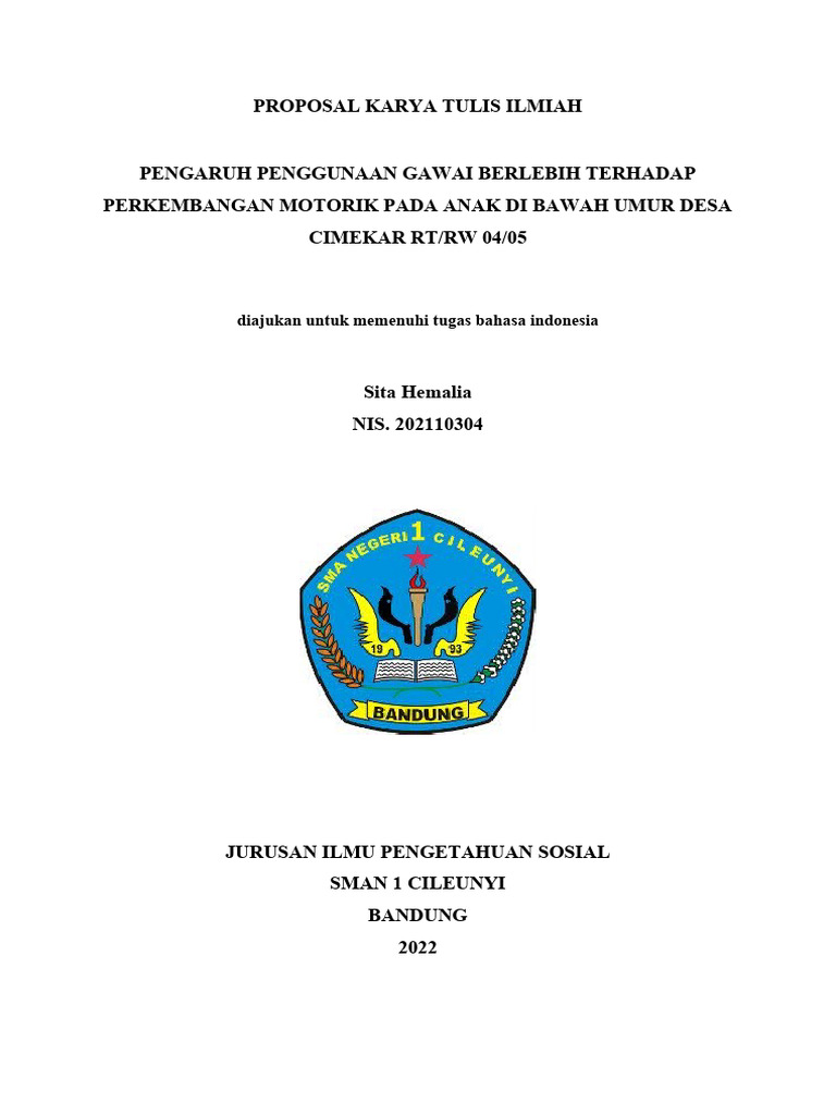 Proposal Karya Tulis Ilmiah | PDF