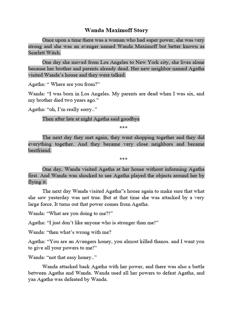 Wanda Maximoff Story | PDF