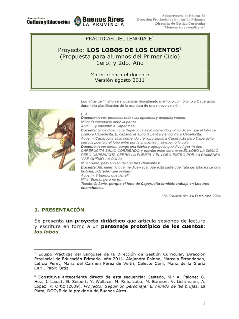 Proyecto - LOS LOBOS DE LOS CUENTOS 2 (Propuesta para Alumnos Del ...
