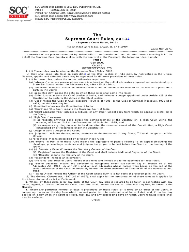 Supreme Court Rules 2013 Overview | PDF | Advocate | Supreme Court Of India