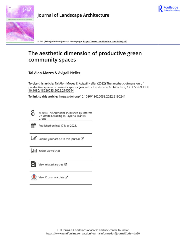 The Aesthetic Dimension of Productive Green Community Spaces | PDF ...