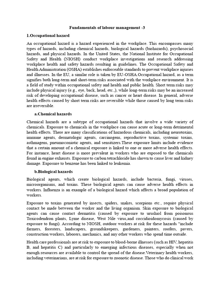 Fundamentals of Labour Management3 | PDF | Occupational Safety And ...