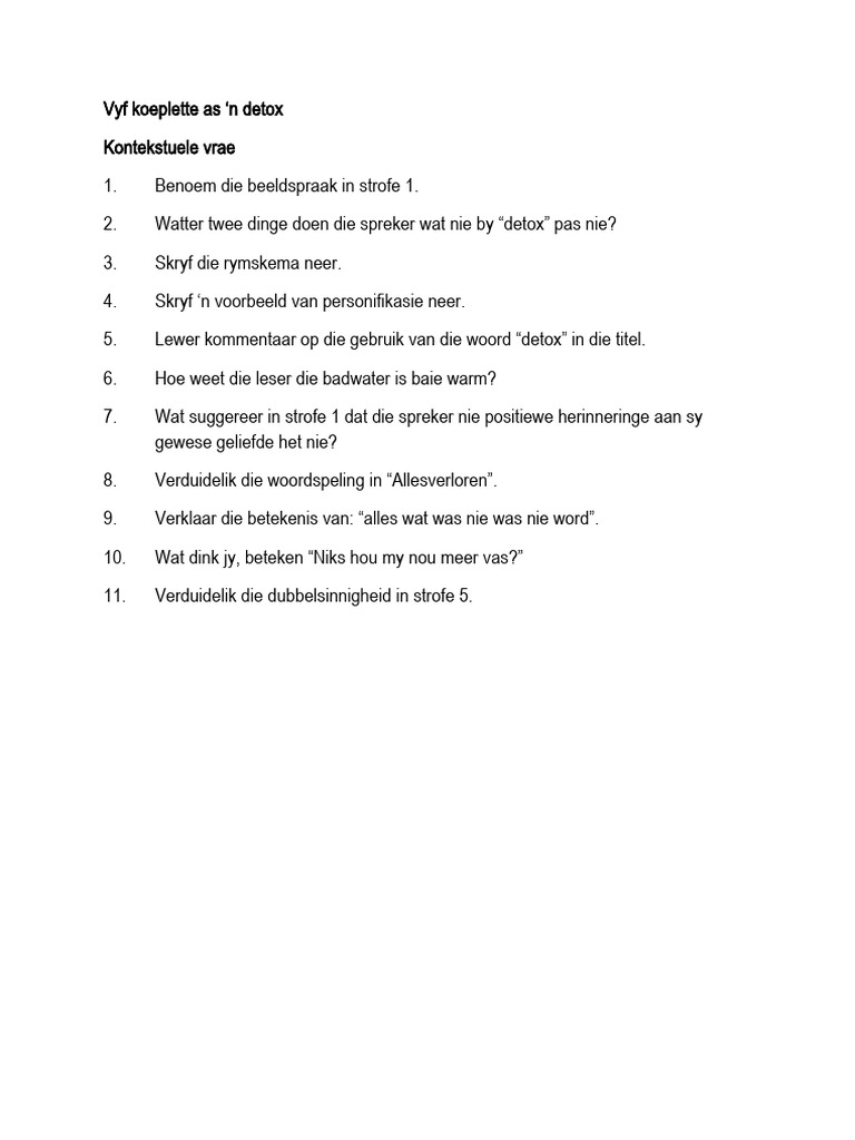 Vyf Koeplette Vrae en Memo | PDF