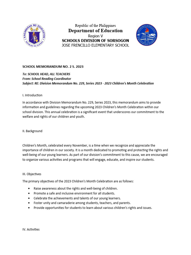 School Memo | PDF | Child Protection | Schools