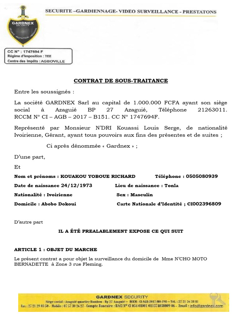 Contrat de Sous-Traitance | PDF