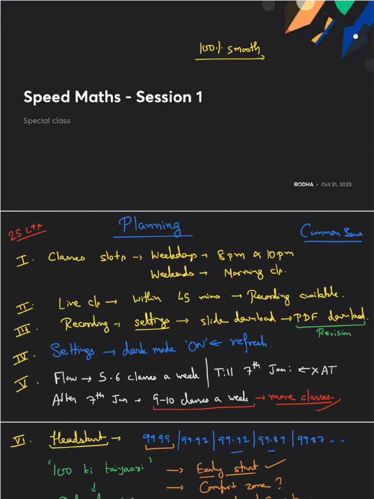 Speed Maths Session 1 With Anno | PDF