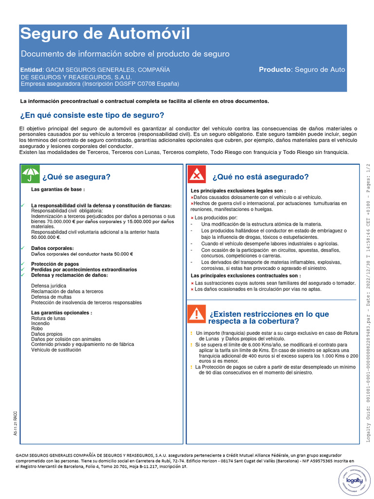 Ipid Autos A15 Racc - Cast | PDF | Seguro | Derecho empresarial