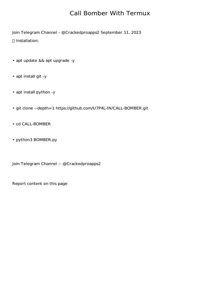 Call Bomber With Termux | PDF