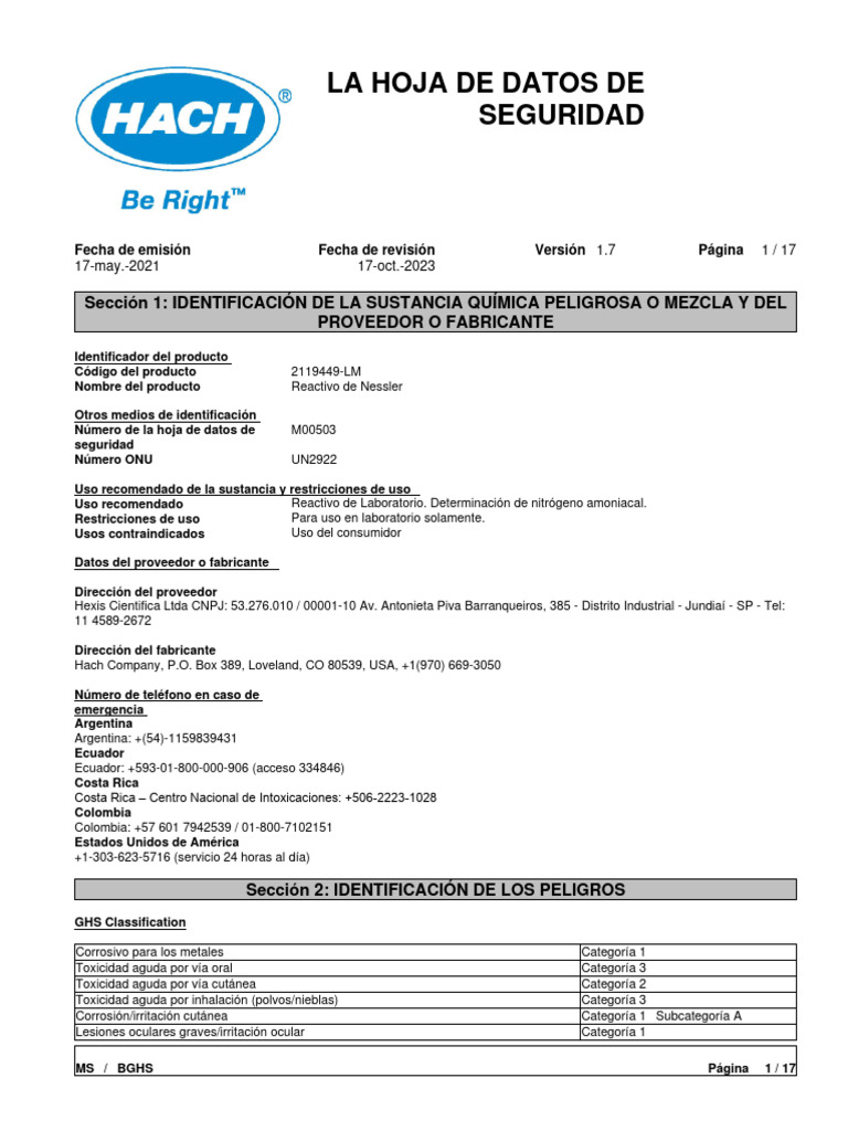 Reactivo de Nessler | PDF | Quemar | Toxicología