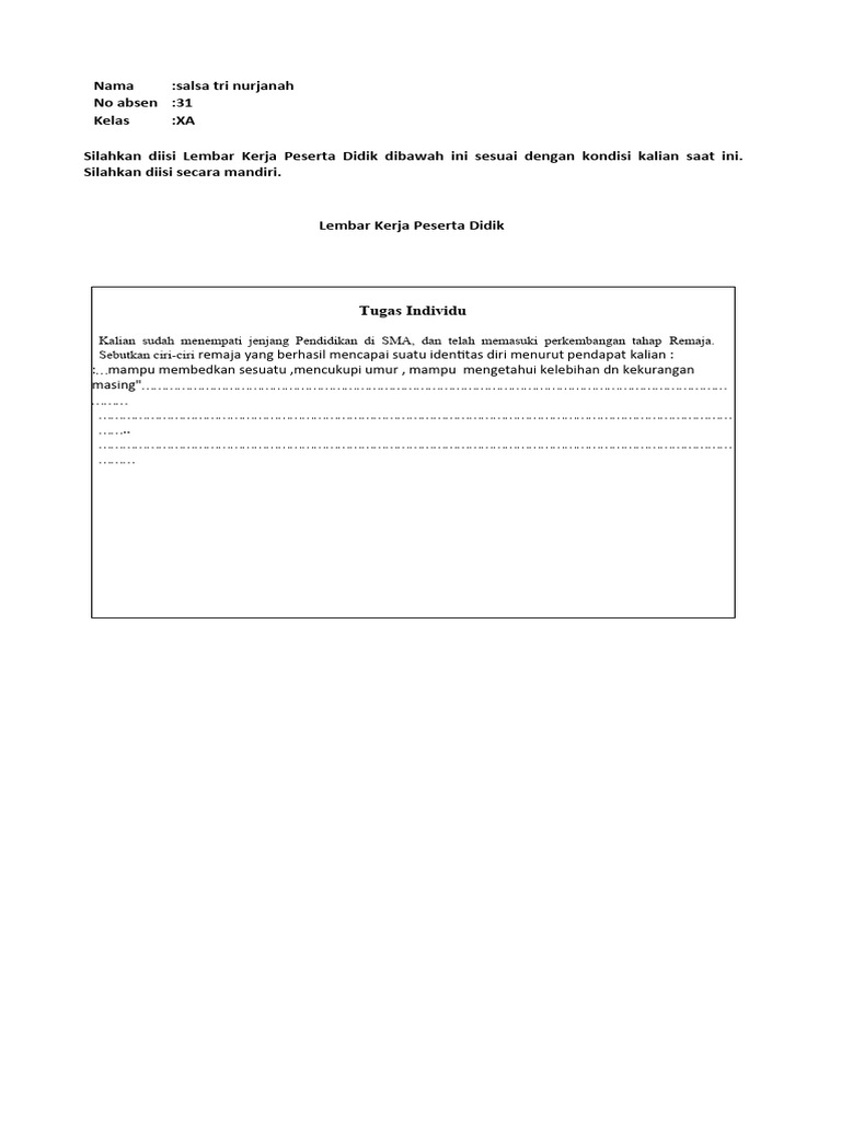 LKPD Identitas Diri 1-1 | PDF