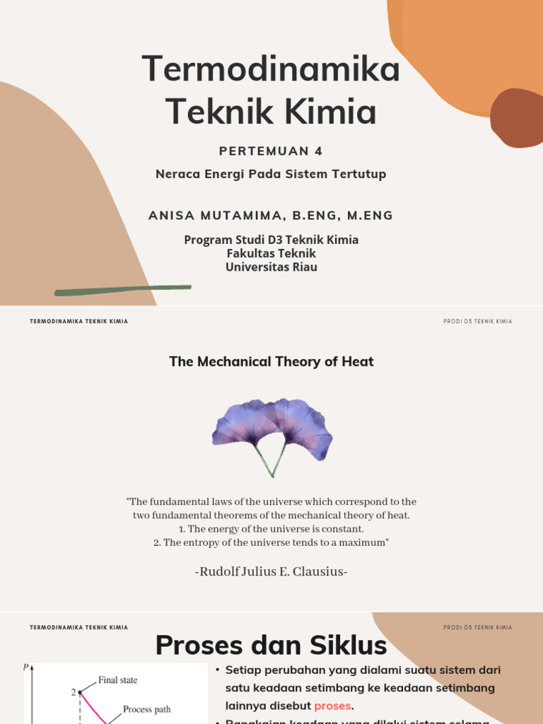 Materi 4 Neraca Energi Pada Sistem Tertutup | PDF
