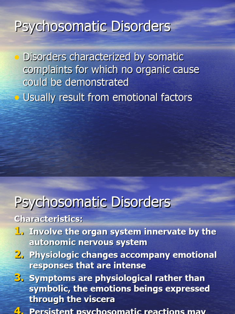 Psychosomatic Disorders | PDF | Psychosomatic Medicine | Abnormal ...