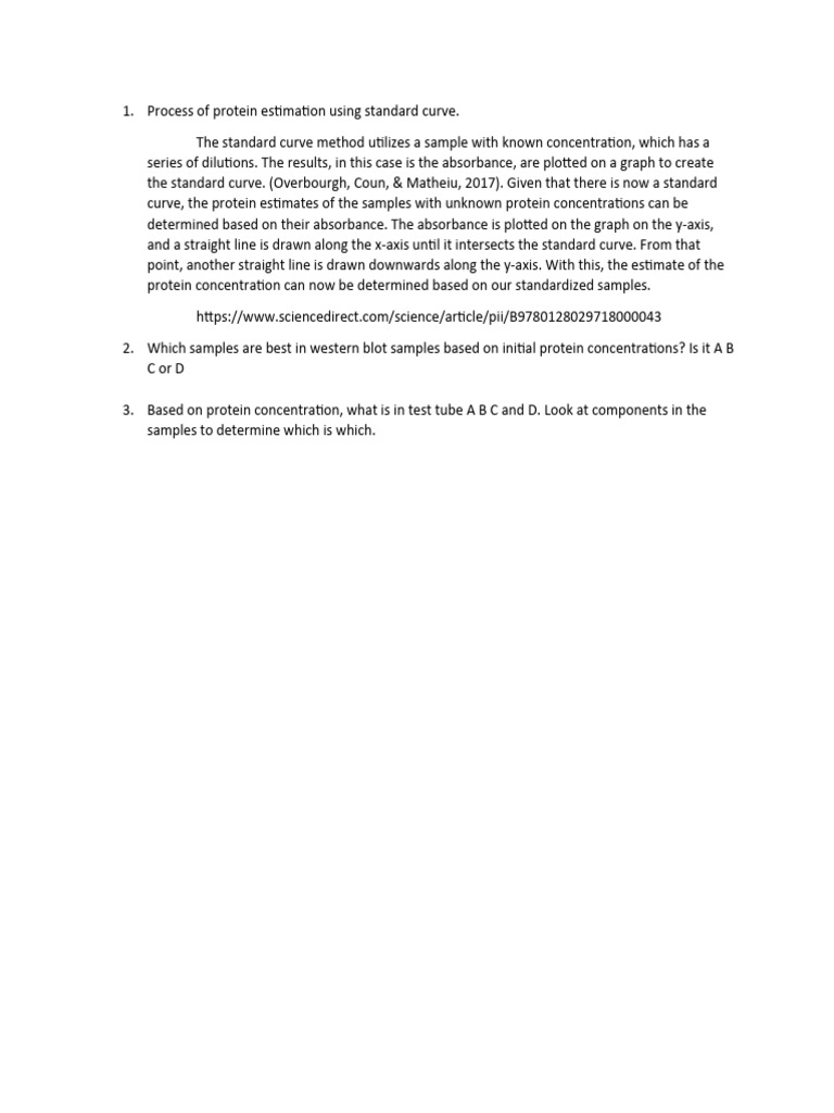Process of Protein Estimation Using Standard Curve | PDF