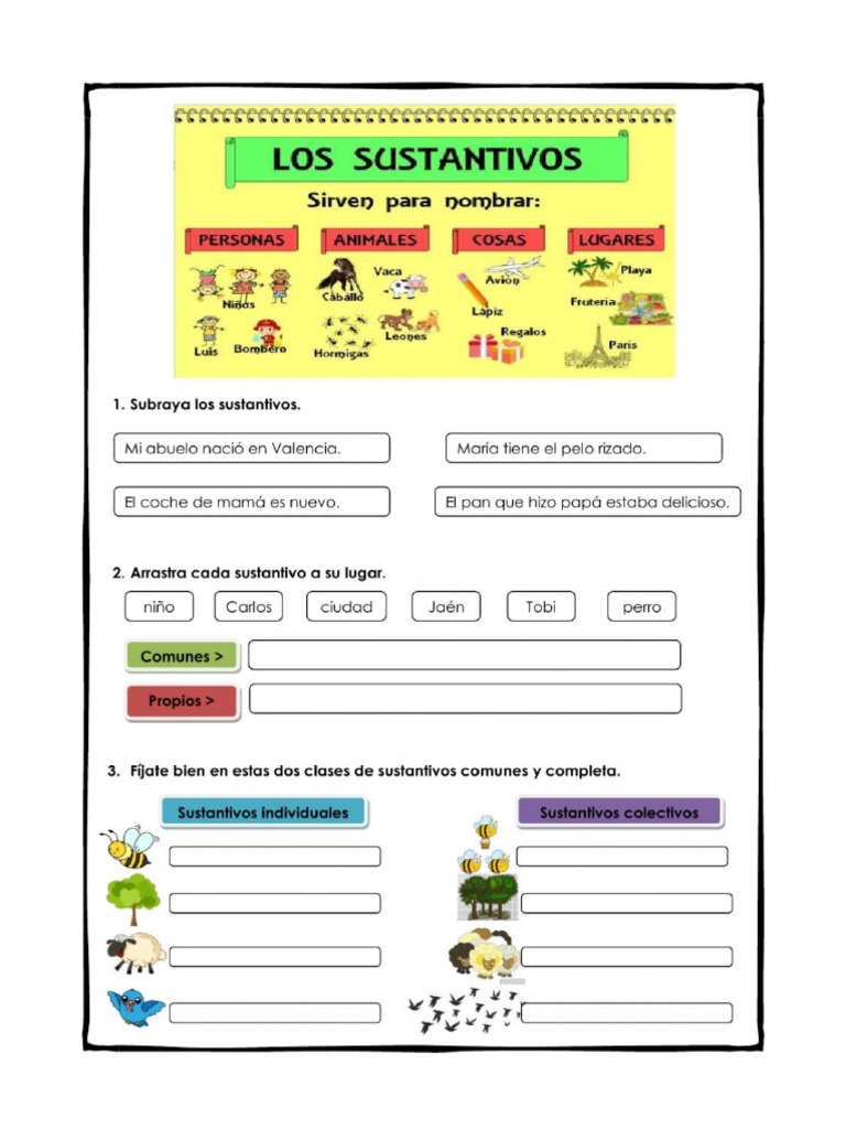 Actividades de Los Sustantivos | PDF