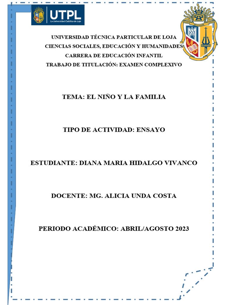 Ensayo El Niño y La Familia | PDF | Familia | Relaciones interpersonales