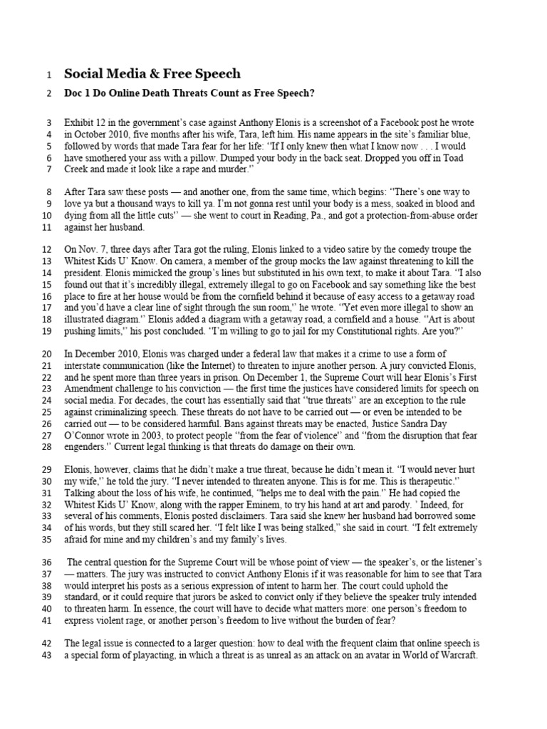 Free Speech Online Final 2021docx | PDF | First Amendment To The United ...