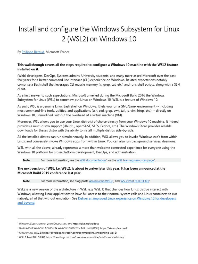 Install and Configure WSL2 On Windows 10 | PDF | Windows 10 | Linux Distribution