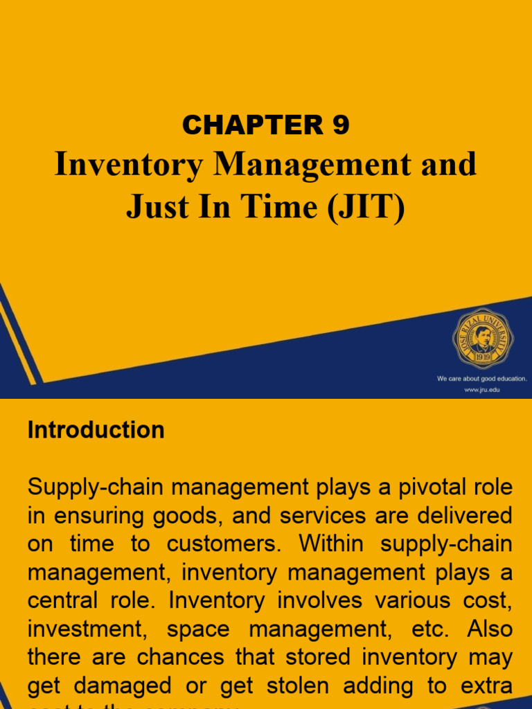 Chapter 9 Inventory Management and Just in Time (JIT) | PDF | Lean Manufacturing | Inventory