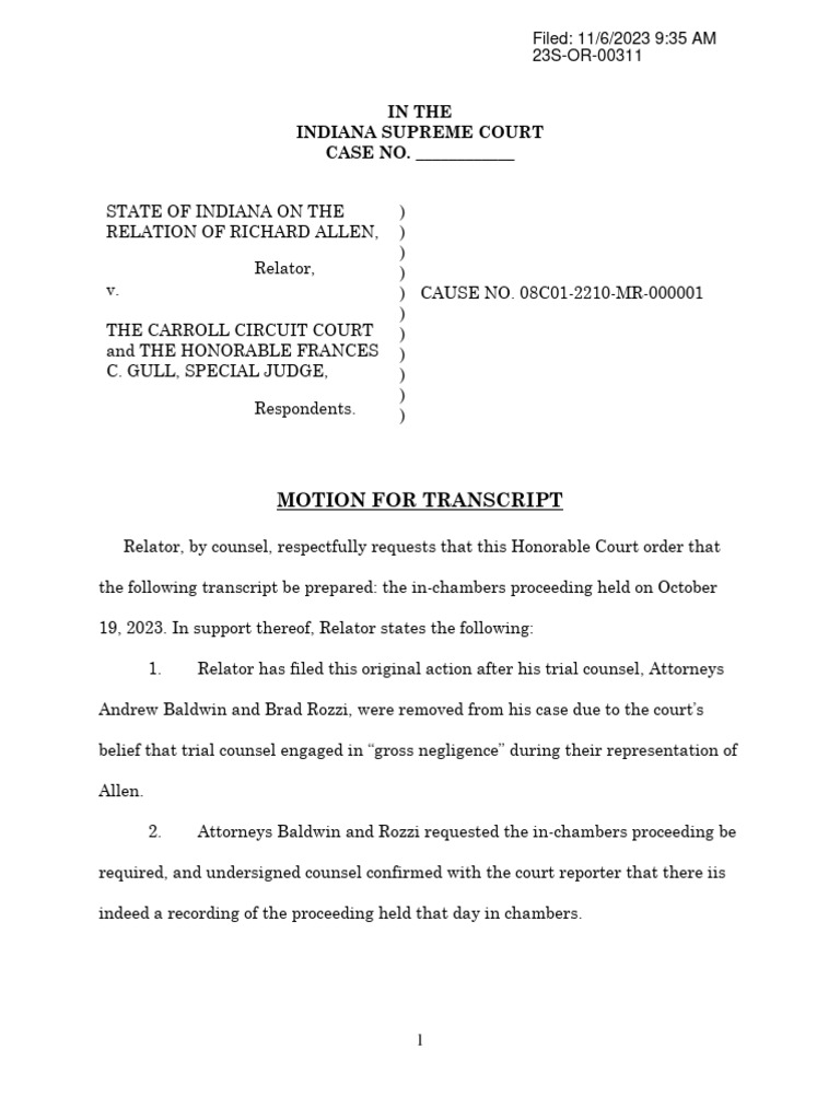 Motion For Transcript - Judge Gull | Download Free PDF | In Camera ...