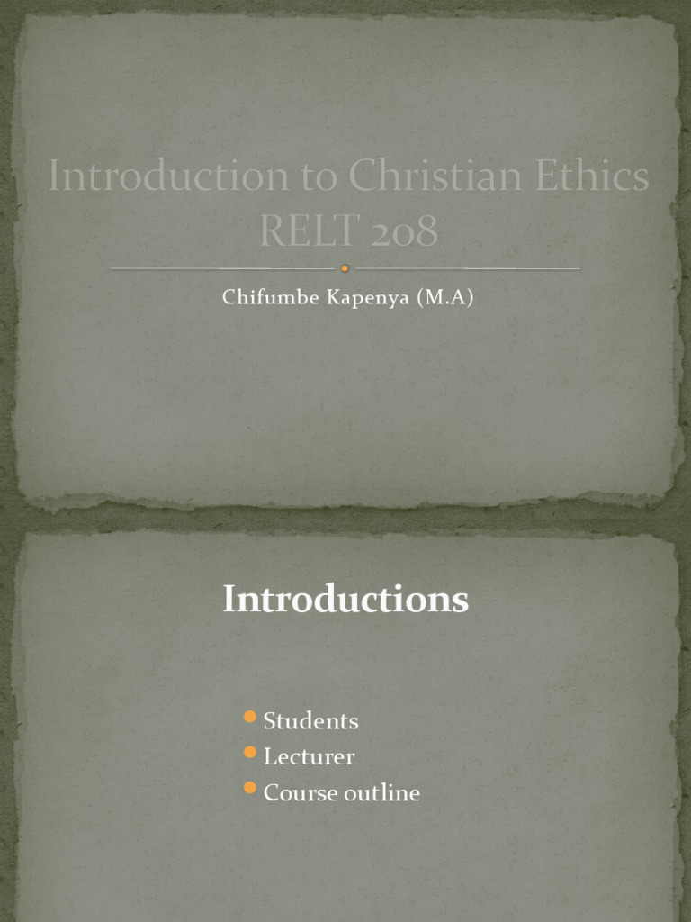 Christian Ethics Lecture Notes Pdf