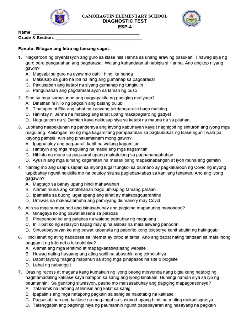 Diagnostic Test - Esp | PDF