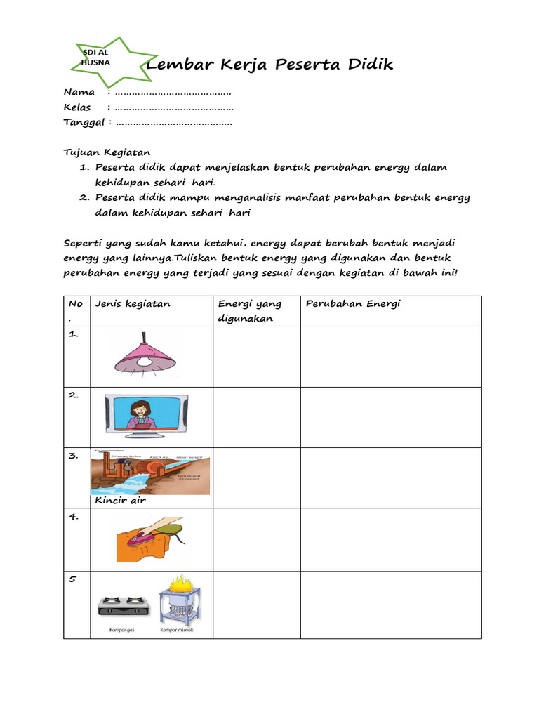 Lembar Kerja Peserta Didik ipas energi | PDF