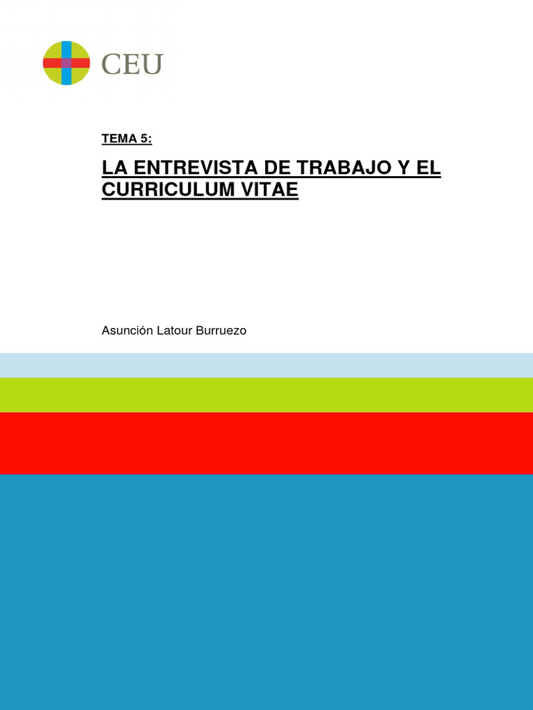 Tema 5. - El Curriculum Vitae y La Entevista de Trabajo | PDF | Plan de ... Tema 5. - El Curriculum Vitae y La Entevista de Trabajo | PDF | Plan de ...