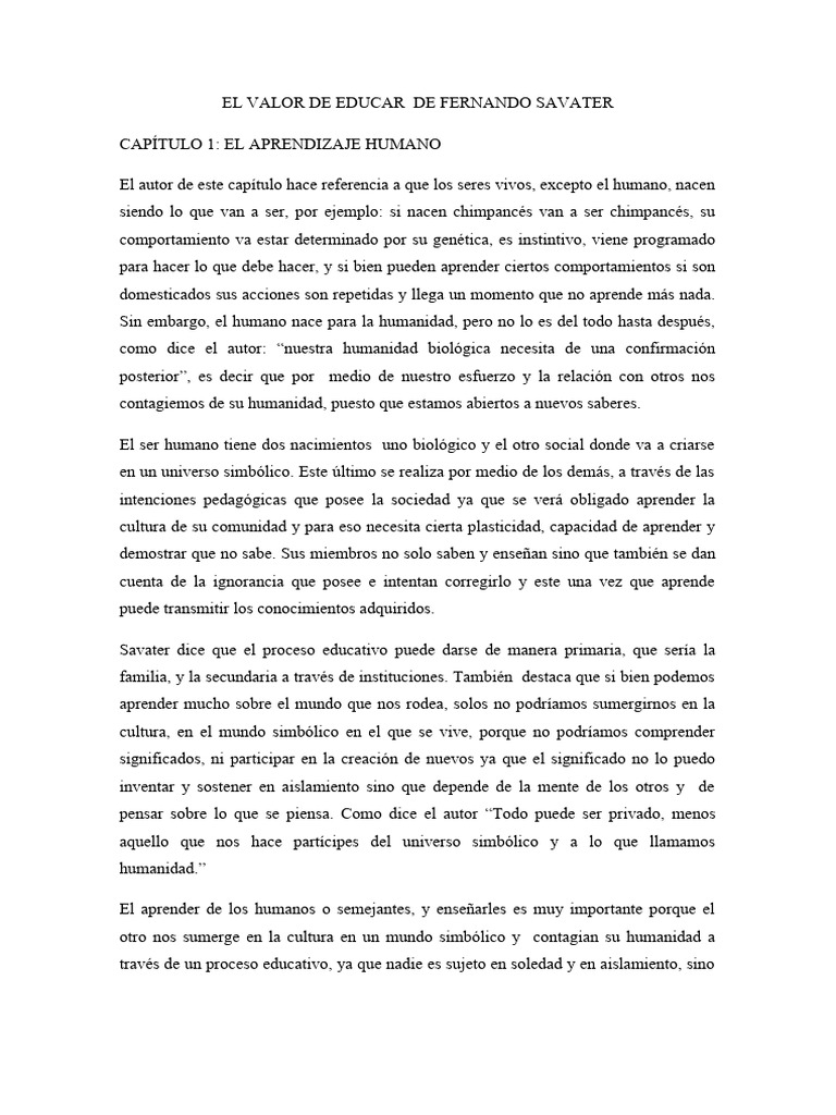 Savater | PDF | Aprendizaje | Humano