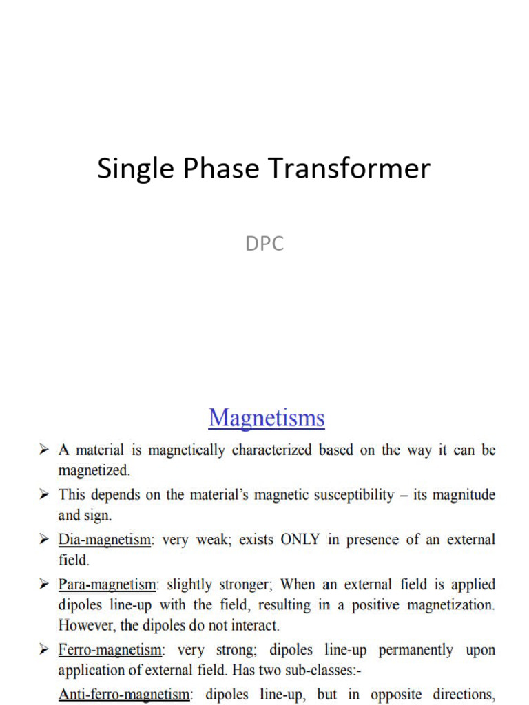 Single Phase Transformer PPT1 | PDF | Electromagnetic Induction ...