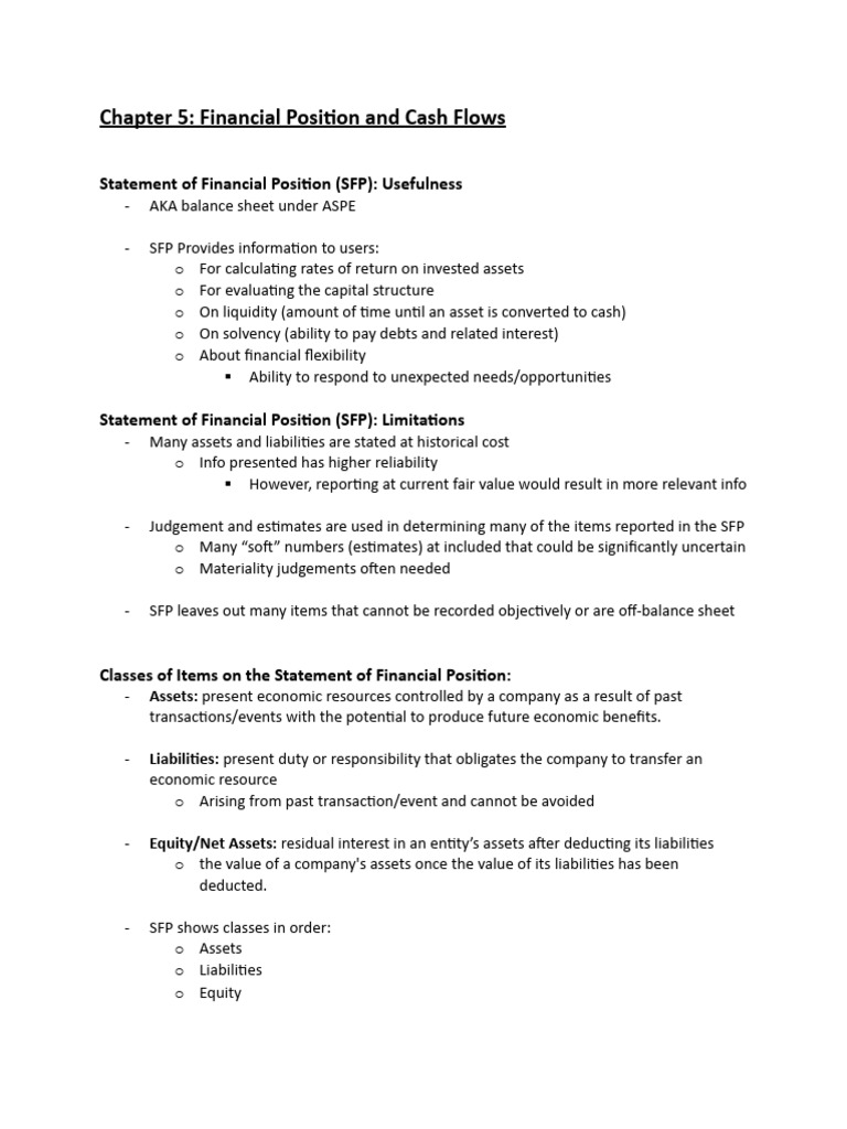 Chapter 5 - Financial Position and Cash Flows | PDF | Balance Sheet ...
