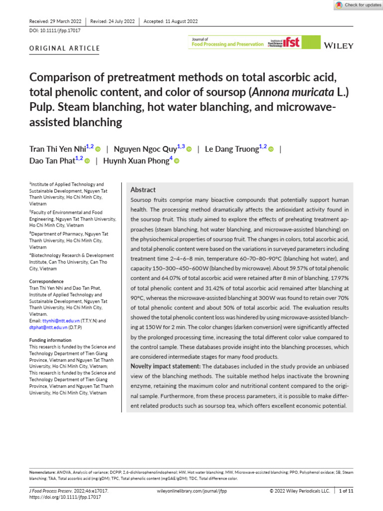 CHAN-VIT C-TPC-Food Processing Preservation - 2022 | PDF | Polyphenol | Vitamin C