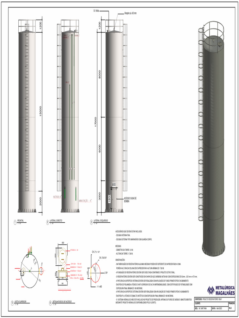Projeto Reservatorio Tipo Torre (Executivo) | PDF