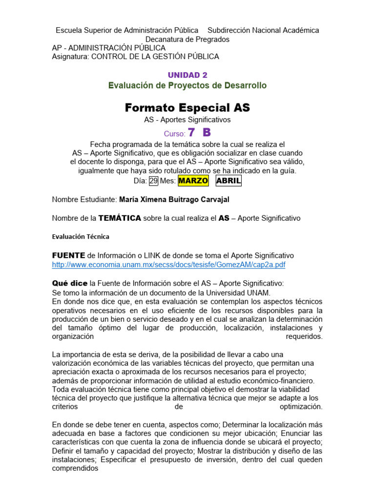 7B AS U2 29-03 Maria Ximena Buitrago Carvajal | PDF | Evaluación | Información